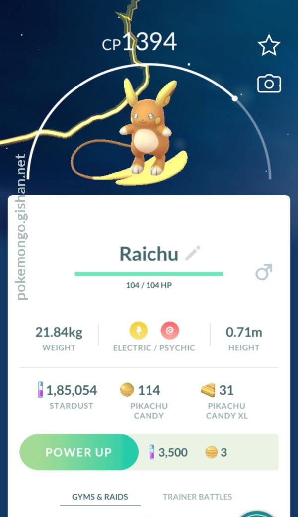 Alolan Raichu Pokemon Go