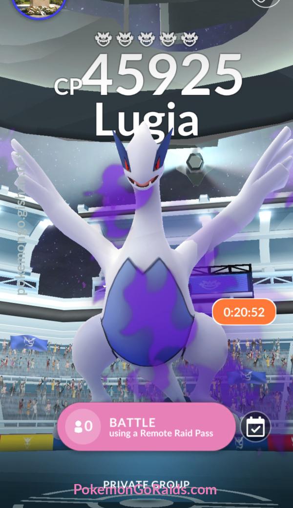 Shadow Lugia Raid Boss - Pokemon Go